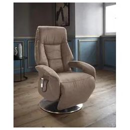 Sit & More TV-Sessel SIT & MORE "Enjoy", grau (taupe), B:74cm H:113cm T:77cm, Luxus-Kunstleder, NaturLEDER (echtes Rindsleder), Luxus-Microfaser (100% Polyester), Liegefläche ausgezogen: 168 cm, Sessel, Fernsehsessel, in Größe L, wahlweise mit Motor und Aufstehhilfe