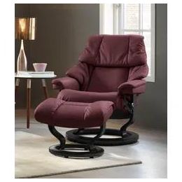 Relaxsessel stressless "Reno" Sessel Gr. Leder BATICK, Classic Base Schwarz-M, Relaxfunktion-Drehfunktion-PlusTMSystem-Gleitsystem, B/H/T: 79cm x 98cm x 75cm, rot (bordeaux batick) mit Classic Base, Größe S, M & L, Gestell Schwarz