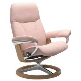 Relaxsessel stressless "Consul", pink (light pink q2 faron), B:78cm H:97cm T:70cm, Leder BATICK: BATICK ist ein leicht korrigiertes, durchgefärbtes und genarbtes Möbelleder, bei dem die meisten Unebenheiten und Spuren in der Regel entfernt wurden., Leder PALOMA: PALOMA ist ein durchgefärbtes Semianilin-Möbelleder mit natürlicher Narbung., ROHLEDER Stoff Q2 FARON: Ein fester zuverlässiger Bouclu00e