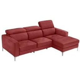 Ecksofa Egoitaliano "Matt, erstklassiger Sitzkomfort, aufwendige Detailverarbeitung, L-Form" Sofas Gr. B/H: 247cm x 100cm, Luxus-Microfaser Lederoptik, Recamiere rechts, rot (marsala) mit verstellbaren Kopfteilen zum Relaxen