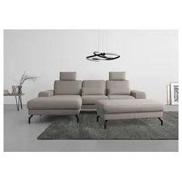 Sit & More Ecksofa SIT&MORE "Cinturo L-Form" Sofas Gr. B/H/T: 283 cm x 91 cm x 175 cm, Luxus-Microfaser TORO, mega-Recamiere links, inklusive Sitztiefenverstellung-inklusive Federkern, grau (steelgrau) inklusive Sitztiefenverstellung und Federkern, Sitzhöhe 48 cm