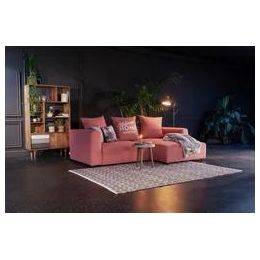 Ecksofa Tom Tailor HOME "HEAVEN CASUAL S" Sofas Gr. B/H/T: 242cm x 85cm x 162cm, Struktur grob TCU, Recamiere rechts, mit Bettfunktion-mit Bettkasten, rot (rich coral tcu 17) aus der COLORS COLLECTION, wahlweise mit Bettfunktion & Bettkasten