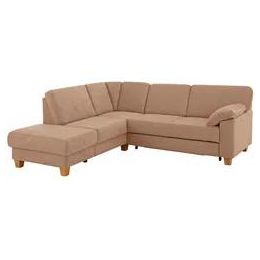 Ecksofa Home Affaire "Belfort L-Form", braun, B:243cm H:88cm T:91cm, Struktur fein ( 100% Polyester), Luxus-Microfaser ALTARA NUBUCK (100% Polyester), Luxus-Microfaser Vintageoptik(100% Polyester), Sofas, mit Federkern, wahlweise mit Bettfunktion und Stauraum