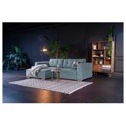 Ecksofa Tom Tailor HOME "HEAVEN CHIC S" Sofas Gr. B/H/T: 242cm x 85cm x 162cm, Struktur grob TCU, Recamiere links, mit Bettfunktion-mit Bettkasten, blau (fresh blue tcu 6) aus der COLORS COLLECTION, wahlweise mit Bettfunktion & Bettkasten