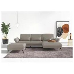 Ecksofa Inosign "Coco L-Form" Sofas Gr. B/H/T: 284 cm x 88 cm x 196 cm, Feincord, mega-Recamiere rechts, mit Sitztiefenverstellung-mit Armteilverstellung-mit Kopfteilverstellung-ohne Federkern, grau (steel) Sitztiefen-, Arm- und Kopfteilverstellung, Cord-Bezug, Fußhöhe 15 cm