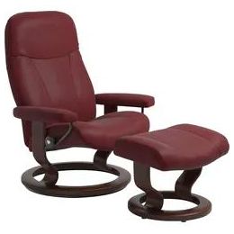 Relaxsessel stressless "Garda", rot (bordeaux batick), B:85cm H:100cm T:77cm, Sessel, mit Classic Base, Größe L, Gestell Braun