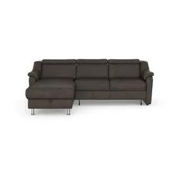 Sit & More Ecksofa SIT & MORE "Freetown L-Form" Sofas Gr. B/H/T: 257cm x 84cm x 166cm, Luxus-Microfaser, Recamiere links, mit Bettfunktion-mit Bettkasten, braun inklusive Kopfteilverstellung und komfortablem Federkern