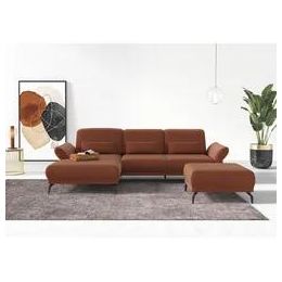 Ecksofa Inosign "Coco L-Form" Sofas Gr. B/H/T: 284cm x 88cm x 196cm, Feincord, mega-Recamiere links, ohne Sitztiefenverstellung-ohne Armteilverstellung-ohne Kopfteilverstellung-mit Federkern, rosegold (kupfer) Sitztiefen-, Arm- und Kopfteilverstellung, Cord-Bezug, Fußhöhe 15 cm