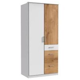 Kleiderschrank wimex "Click" Schränke Gr. B/H/T: 90cm x 199cm x 58cm, 2 St., weiß (weiß/plankeneichefarben) Drehtürenschrank Kleiderschrank Schränke ohne Spiegel