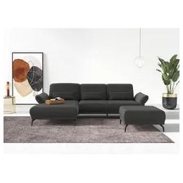 Ecksofa Inosign "Coco L-Form" Sofas Gr. B/H/T: 284cm x 88cm x 196cm, Feincord, mega-Recamiere links, mit Sitztiefenverstellung-mit Armteilverstellung-mit Kopfteilverstellung-ohne Federkern, grau (anthrazit) Sitztiefen-, Arm- und Kopfteilverstellung, Cord-Bezug, Fußhöhe 15 cm