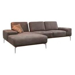 Ecksofa W.Schillig "run, Designsofa mit tollem Sitzkomfort, bequem, L-Form", braun (mocca s37), B:299cm H:88cm T:178cm, Longlife Xtra-Leder Z73: Naturwalkleder der Luxusklasse aus den erlesensten Rohhäuten. Hautstärke 1, 1 u2013 1, 3 mm, ROHLEDER Jacquard-Flachgewebe Q2 W60 (63% Polyester, 37% Polyacryl), ROHLEDER Chenille-Flachgewebe Q2 W77 (68% Polyacryl, 32% Polyester), Stoff S37 (100% Polyeste