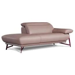 Ottomane Egoitaliano "Anais, Designsofa mit hohem Sitzkomfort, Designfuß" Sofas Gr. B/H/T: 179cm x 74cm x 106cm, Leder CAREZZA, Ottomane links, Armlehne rechts, rosa (rose) Solitärmöbel als Blickfang, inkl. verstellbarer Kopfstützen