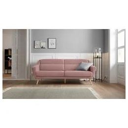 3-Sitzer Andas "Bille" Sofas Gr. B/H/T: 212cm x 86cm x 90cm, Luxus-Microfaser weich, rosa (rosé) mit Naht im Rückenkissen und Eiche-Beinen, Design by Morten Georgsen