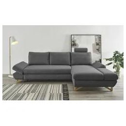 Ecksofa Inosign "City/Giron, L-Form" Sofas Gr. B/H/T: 284 cm x 104 cm x 166 cm, Strukturstoff, Recamiere rechts, ohne Bett-Funktion, grau (anthrazit) verstellbare Armlehnen mit Rasterfunktion