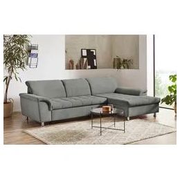 Ecksofa DOMO collection "Franzi L-Form" Sofas Gr. B/H/T: 279cm x 81cm x 162cm, Struktur fein, Recamiere rechts, ohne Kopfteilverstellung-ohne Bettfunktion, grau (steel) wahlweise mit Kopfteilverstellung (dann Tiefe: 170 cm)