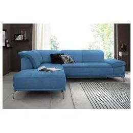 Ecksofa Places of Style "Caluna L-Form" Sofas Gr. B/H/T: 262cm x 97cm x 233cm, Flachgewebe, langer Schenkel rechts, blau (pacific) mit Sitztiefen- und Kopfteilverstellung (5fach)