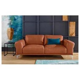 2,5-Sitzer W.Schillig "montanaa" Sofas Gr. B/H/T: 212 cm x 78 cm x 94 cm, Longlife Xtra-Leder Z69, braun (cognac z69) mit Metallfüßen in Silber matt, Breite 212 cm