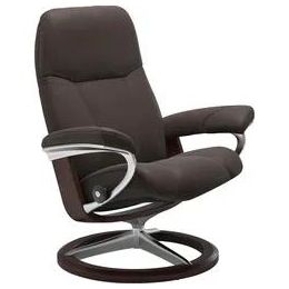 Relaxsessel stressless "Consul" Sessel Gr. Leder BATICK, Signature Base Braun, BalanceAdaptTM-PlusTMSystem-Gleitsystem-Relaxfunktion-Drehfunktion-Kopfstützenverstellung-Rückteilverstellung, B/H/T: 82cm x 102cm x 72cm, braun (brown batick) mit Signature Base, Größe M, Gestell Braun