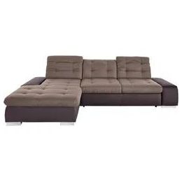 Sit & More Ecksofa SIT & MORE "Palomino L-Form", braun (mokka, schlamm), B:284cm H:84cm T:109cm, Kunstleder SOFTLUX/Struktur (100% Polyester), Kunstleder SOFTLUX/Feinstruktur (100% Polyester), Kunstleder SOFTLUX/ NaturLEDER (echtes Rindsleder), Sofas, wahlweise XL oder XXL und mit Bettfunktion