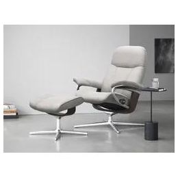 Relaxsessel stressless "Consul" Sessel Gr. Struktur fein JASMINE, Cross Base Wenge, Relaxfunktion-Drehfunktion-PlusTMSystem-Gleitsystem-BalanceAdaptTM, B/H/T: 78cm x 97cm x 70cm, grau (light grey jasmine) mit Hocker, Cross Base, Größe S, M & L, Holzakzent Wenge