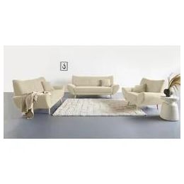 Polstergarnitur Home Affaire "Basta" Sitzmöbel-Sets Gr. H/T: 80cm x 82cm, Luxus-Microfaser weich, beige (creme) Komfortable Wellenunterfederung