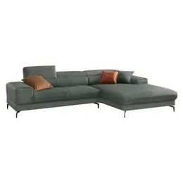 Ecksofa W.Schillig "piedroo" Sofas Gr. B/H/T: 303cm x 70cm x 193cm, Chenille-Flachgewebe R66, Longchair rechts, mit Kopfteilverstellung-ohne Sitztiefenverstellung, blau (niagara r66) Ecksofa Kopfteilverstellung, wahlweise mit Sitztiefenverstellung, Breite 303cm