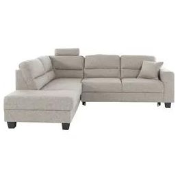 Ecksofa Trendmanufaktur "Chamber, L-Form" Sofas Gr. B/H/T: 245cm x 85cm x 203cm, Struktur grob, Ottomane links, Mit Schlaffunktion, grau (quiet grey) inklusive einer Kopfstütze, wahlweise mit Schlaffunktion