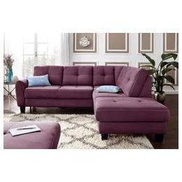 Sit & More Ecksofa SIT & MORE "Varese L-Form", lila (aubergine), B:240cm H:91cm T:214cm, Luxus-Microfaser (100% Polyester)IStruktur fein (100% Polyester)IFlachgewebe (95% Polyester, 5% Polyamid), Sofas, mit Federkern, wahlweise mit Bettfunktion und Stauraum