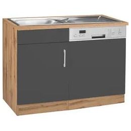 Spülenschrank KOCHSTATION "KS-Colmar", grau (anthrazit), B:110cm H:85cm T:60cm, Holzwerkstoff, Schränke, 110 cm, Front und Sockelblende für teilintegrierten Geschirrspüler