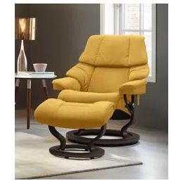 Relaxsessel stressless "Reno" Sessel Gr. ROHLEDER Stoff Q2 FARON, Classic Base Wenge, Relaxfunktion-Drehfunktion-PlusTMSystem-Gleitsystem, B/H/T: 88cm x 98cm x 78cm, gelb (yellow q2 faron) mit Classic Base, Größe S, M & L, Gestell Wenge