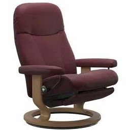 Relaxsessel stressless "Garda" Sessel Gr. Leder BATICK, PowerTM Leg & Back-ohne Akku-Classic Base Eiche, B/H/T: 85 cm x 100 cm x 77 cm, rot (bordeaux batick) verstellbar, optional 2-motorisch, Größe M & L, Gestell Eiche