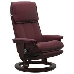 Relaxsessel stressless "Admiral" Sessel Gr. Leder BATICK, PowerTM Leg & Back-ohne Akku-Classic Base Braun, B/H/T: 87 cm x 101 cm x 78 cm, rot (bordeaux batick) verstellbar, optional 2-motorisch, Größe M & L, Gestell Braun