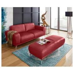 2-Sitzer W.Schillig "montanaa" Sofas Gr. B/H/T: 192cm x 78cm x 94cm, Longlife Xtra-Leder Z59, rot (ruby z59) mit Metallfüßen in Chrom glänzend, Breite 192 cm