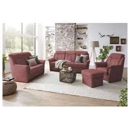 Polstergarnitur VILLA BECK "Lugano" Sitzmöbel-Sets Gr. Microfaser, Kopfteilverstellung, rot (18 red) Kopfteilverstellung, in Sitzhöhe 46 cm, 3-Sitzer und 2x Sessel