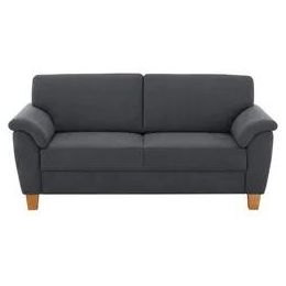 3-Sitzer Home Affaire "Alta" Sofas Gr. B/H/T: 186cm x 87cm x 88cm, Luxus-Microfaser ALTARA NUBUCK, grau (anthrazit) mit Federkern und Kontrastnaht, Füße Buche eichefarben