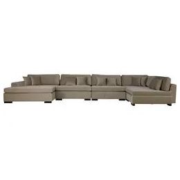 Guido Maria Kretschmer Home & Living Wohnlandschaft GUIDO MARIA KRETSCHMER HOME & LIVING "Skara XXL U-Form" Sofas Gr. B/H/T: 510cm x 86cm x 250cm, Samtoptik, Recamiere links, beige (dunkelbeige) Lounge-Sofa XXL mit Federkern-Polsterung, in vielen Bezugsvarianten