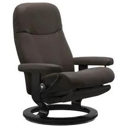 Relaxsessel stressless "Garda" Sessel Gr. Leder BATICK, PowerTM Leg & Back-mit Akku-Classic Base Schwarz, B/H/T: 85 cm x 100 cm x 77 cm, braun (brown batick) verstellbar, optional 2-motorisch, Größe M & L, Gestell Schwarz