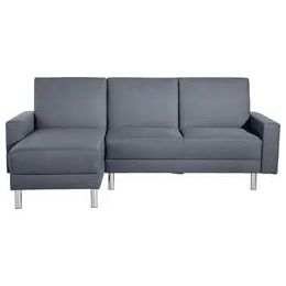 Schlafsofa Max Winzer "Just Fresh" Sofas Gr. B/H/T: 230cm x 93cm x 152cm, Strukturgewebe 16523, Recamiere beidseitig montierbar, blau (denim) mit Rückenverstellung, inklusive Stauraumhocker