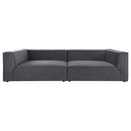 Big-Sofa Tom Tailor HOME "BIG CUBE" Sofas Gr. B/H/T: 300cm x 66cm x 129cm, Samtstoff TSV, ohne Sitztiefenverstellung, grau (dark grey tsv 39) in 2 Breiten, wahlweise mit Sitztiefenverstellung, Tiefe 129 cm