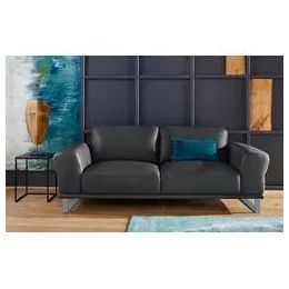 2,5-Sitzer W.Schillig "montanaa" Sofas Gr. B/H/T: 212cm x 78cm x 94cm, Longlife Xtra-Leder Z59, schwarz (schwarz z59) mit Metallkufen in Silber matt, Breite 212 cm