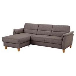 Ecksofa Home Affaire "Palmera L-Form" Sofas Gr. B/H/T: 244 cm x 89 cm x 163 cm, Struktur, Recamiere links, mit Bettfunktion-ohne Bettkasten, braun Federkern, wahlweise mit Bettfunktion und mitohne Bettkasten