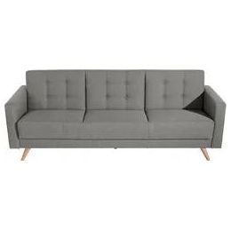 3-Sitzer Max Winzer "Julius Kippcouch mit komfortablem Federkern, klassisch und modern" Sofas Gr. B/H/T: 224 cm x 81 cm x 83 cm, Strukturwebstoff 16523, grau (hellgrau) Schlafsofa, inklusive Bettfunktion & Bettkasten, Breite 224 cm