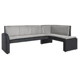 Eckbank exxpo - SOFA FASHION "Cortado, elegant und modern mit hohem Sitzkomfort" Sitzbänke Gr. B/H/T: 157cm x 89cm x 244cm, Kunstleder, langer Schenkel links, schwarz (schwarz/grau) hohe Bodenfreiheit, schöne Detailverarbeitung, wahlweise Lederbezug