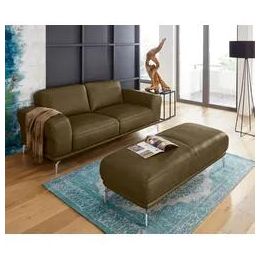 2-Sitzer W.Schillig "montanaa" Sofas Gr. B/H/T: 192cm x 78cm x 94cm, Longlife Xtra-Leder Z69, grün (camouflage z69) mit Metallfüßen in Chrom glänzend, Breite 192 cm