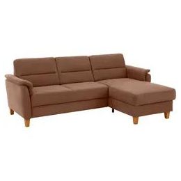 Ecksofa Home Affaire "Palmera L-Form" Sofas Gr. B/H/T: 244 cm x 89 cm x 163 cm, Luxus-Microfaser ALTARA NUBUCK, Recamiere rechts, ohne Bettfunktion-ohne Bettkasten, braun Federkern, wahlweise mit Bettfunktion und mitohne Bettkasten