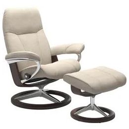 Relaxsessel stressless "Consul" Sessel Gr. Struktur fein JASMINE, Signature Base Wenge, BalanceAdaptTM-PlusTMSystem-Gleitsystem-Relaxfunktion-Drehfunktion-Kopfstützenverstellung-Rückteilverstellung, B/H/T: 82cm x 102cm x 72cm, beige (beige jasmine) mit Hocker, Signature Base, Größe M, Gestell Wenge