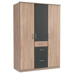 Kleiderschrank wimex "Click" Schränke Gr. B/H/T: 135 cm x 199 cm x 58 cm, 3 St., grau (struktureichefarben hell, graphitfarben) Drehtürenschrank Kleiderschrank Schränke ohne Spiegel