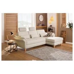 Ecksofa Home Affaire "Palace L-Form" Sofas Gr. B/H/T: 266cm x 89cm x 164cm, Struktur, Recamiere rechts, mit Bettfunktion-mit Bettkasten, beige (natur) incl. Sitztiefenverstellung, wahlweise mit Bettfunktion und Stauraum