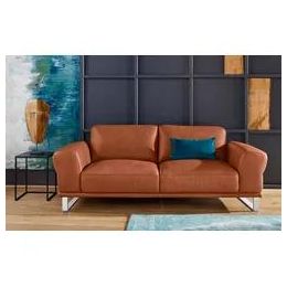 2,5-Sitzer W.Schillig "montanaa" Sofas Gr. B/H/T: 212cm x 78cm x 94cm, Longlife Xtra-Leder Z69, braun (cognac z69) mit Metallkufen in Chrom glänzend, Breite 212 cm