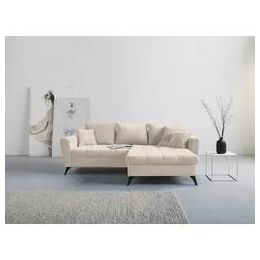 Ecksofa Inosign "Lörby L-Form" Sofas Gr. B/H/T: 246cm x 90cm x 170cm, Aqua Clean Pascha, Recamiere rechts, Aqua Clean Pascha, beige (natur) Belastbarkeit bis 140kg pro Sitzplatz, auch mit Aqua clean-Bezug